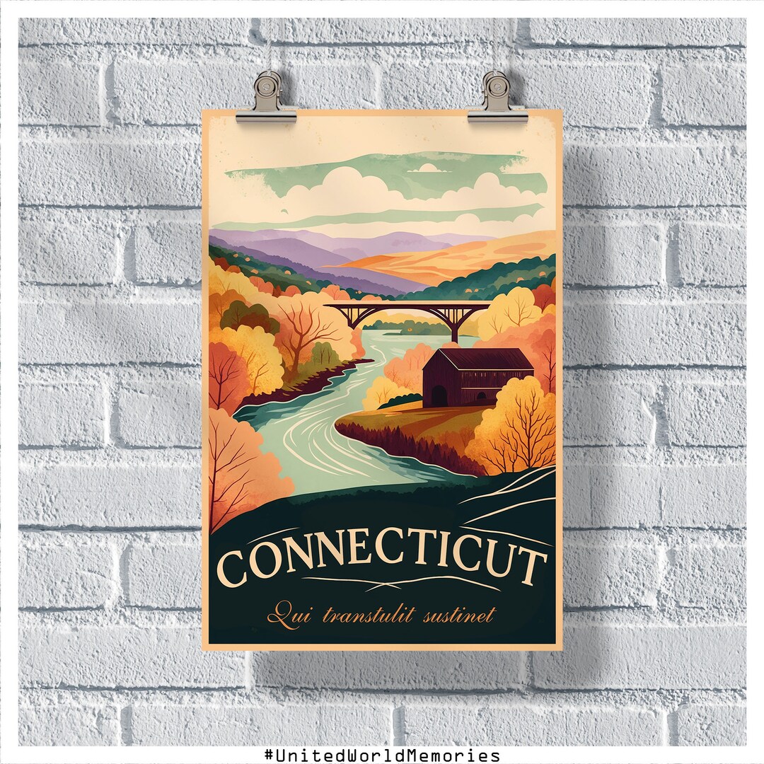 Connecticut Travel Poster, Connecticut Poster, Connecticut Vintage ...