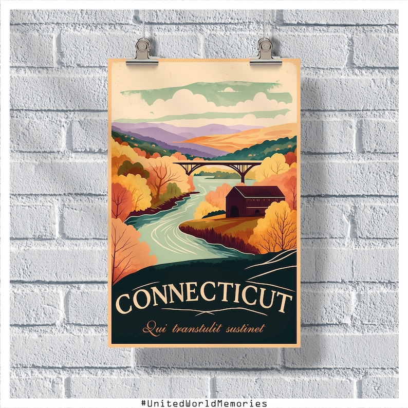 Connecticut Travel Poster, Connecticut Poster, Connecticut Vintage ...