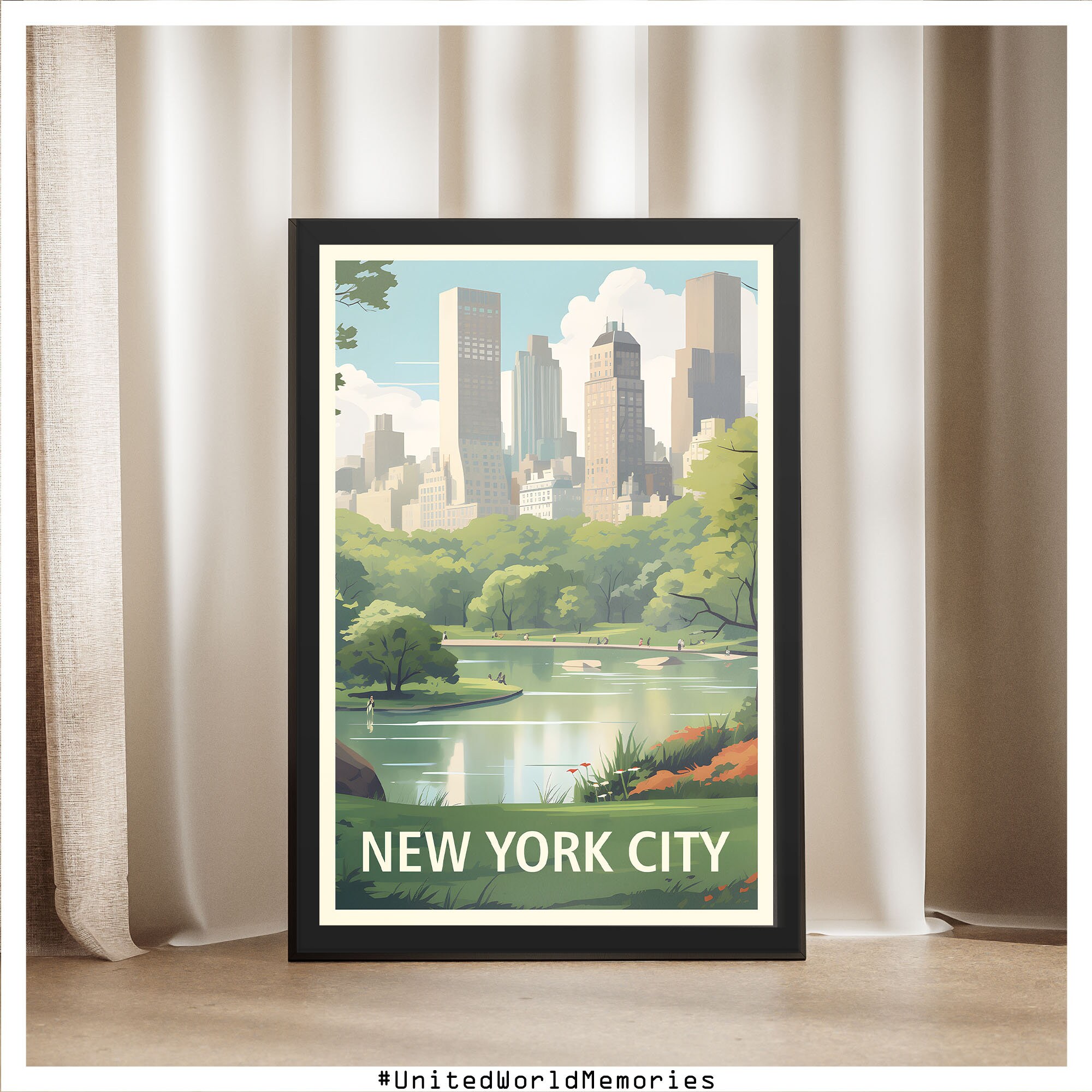 New York City Central Park Poster, New York Travel Poster, United ...