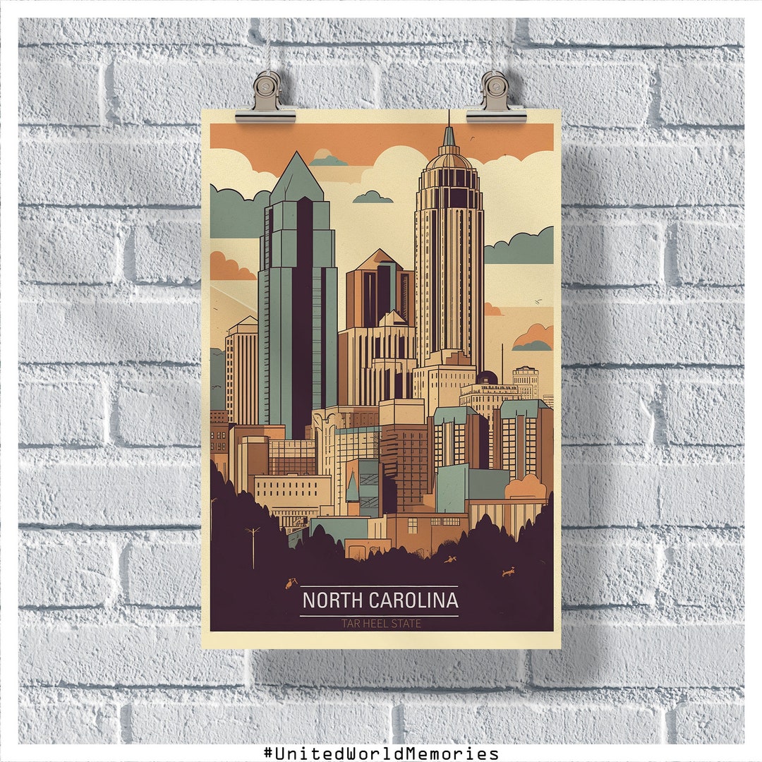 North Carolina Travel Poster, Tar Heel State Poster, North Carolina ...