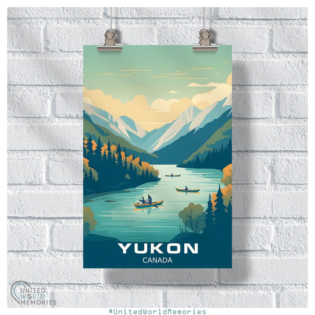 Yukon River Adventure Poster, Yukon Canada Vintage Retro Print, Nature ...