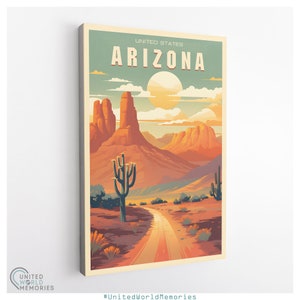Arizona Desert Poster, Arizona USA Vintage Retro Poster, Travel Lover ...