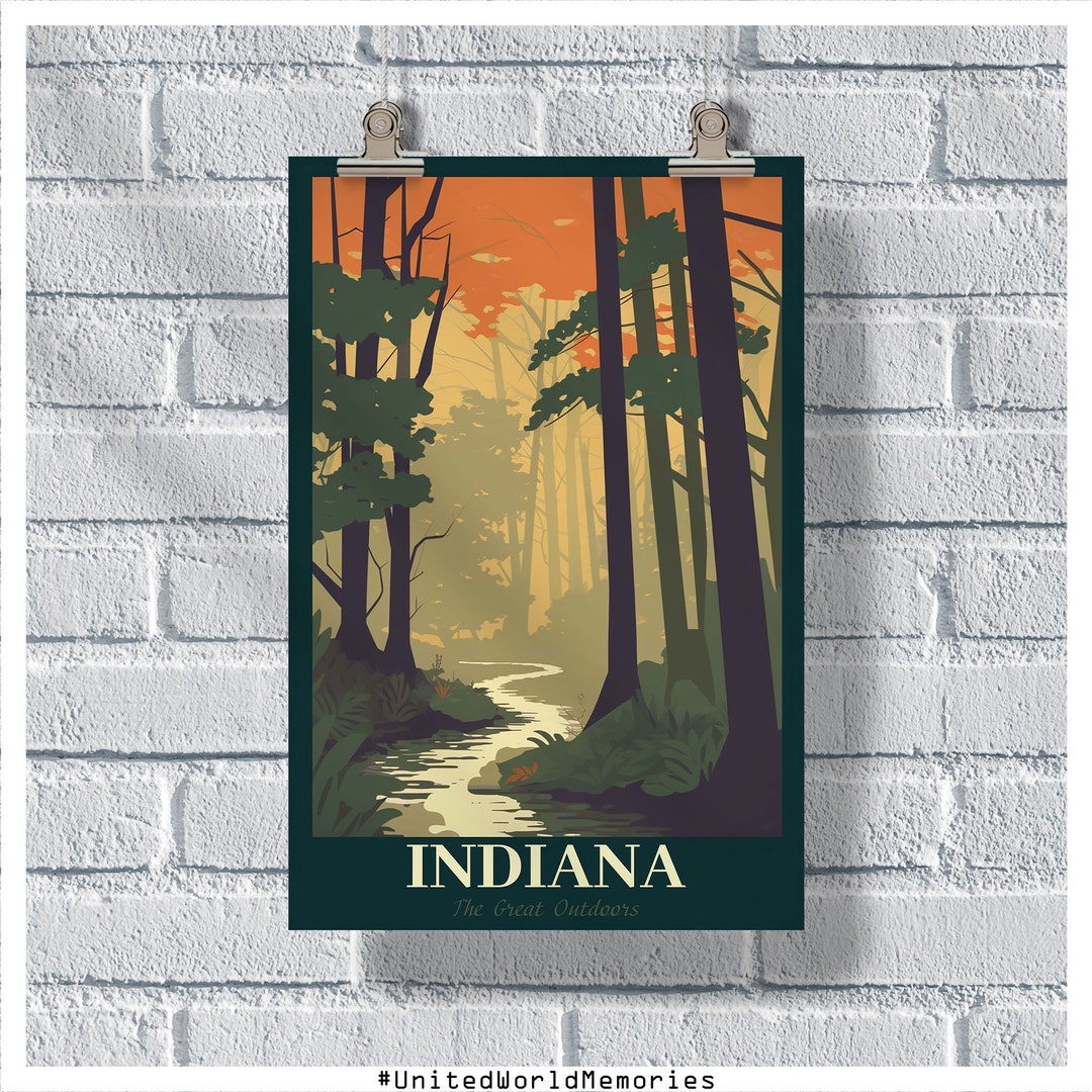 Indiana Travel Poster, Indiana Poster, Indiana Vintage Poster, Wall ...