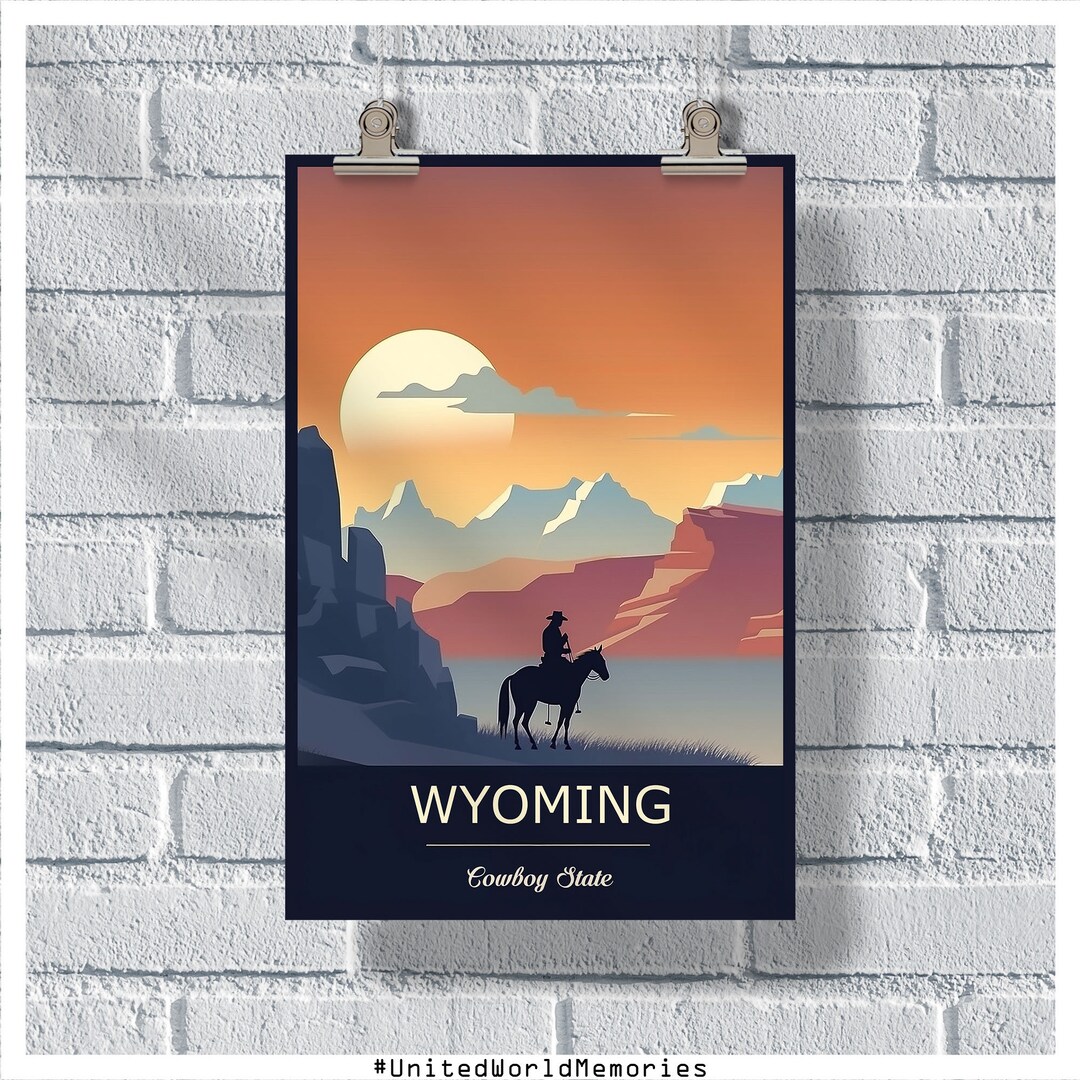 Wyoming Travel Poster, Cowboy State Poster, Wyoming Vintage Poster ...