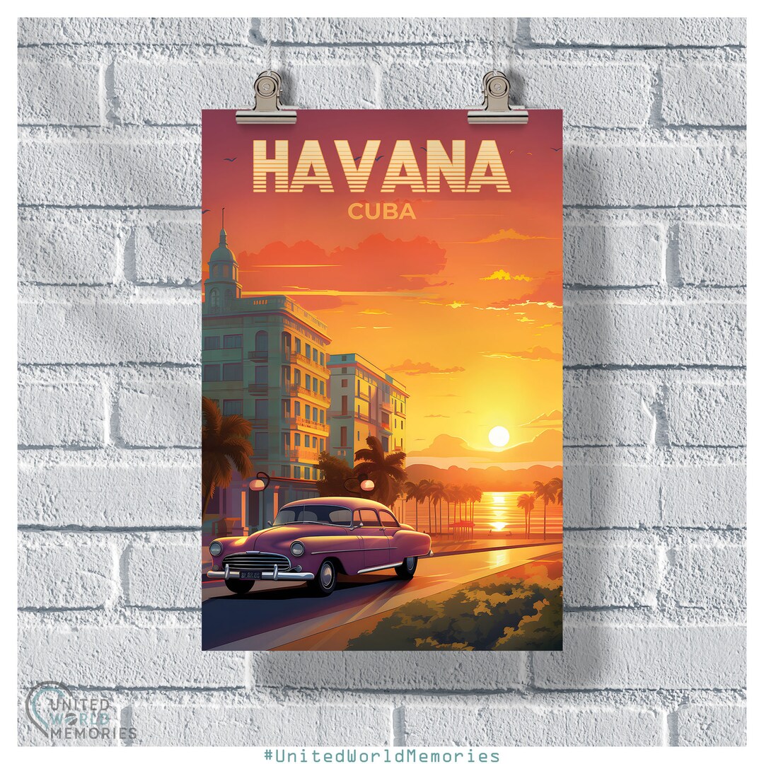 Havana Malecón Sunset Poster, Havana Print, Cuba Art, Havana Gift ...