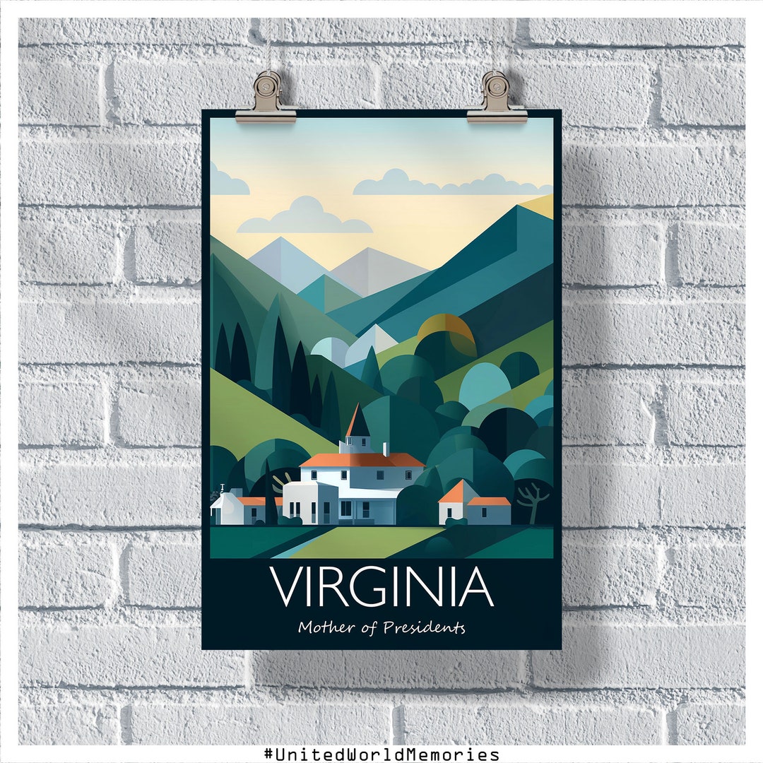 Virginia Travel Poster, Mother of Presidents Poster, Virginia Vintage ...