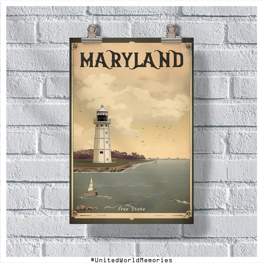 Maryland Travel Poster, Free State Poster, Maryland Vintage Poster ...