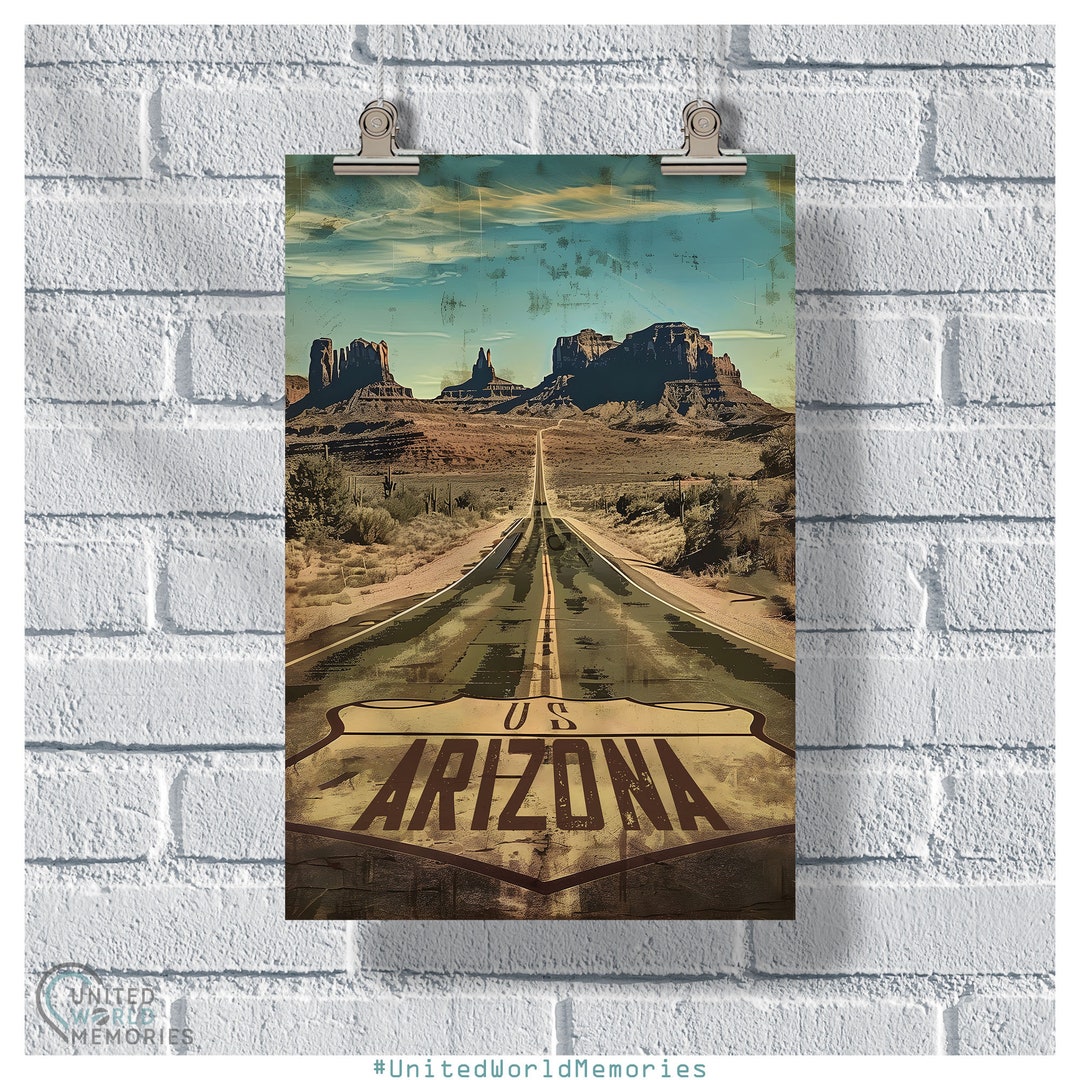 Arizona Vintage Route 66 Poster, Arizona USA Vintage Retro Poster ...