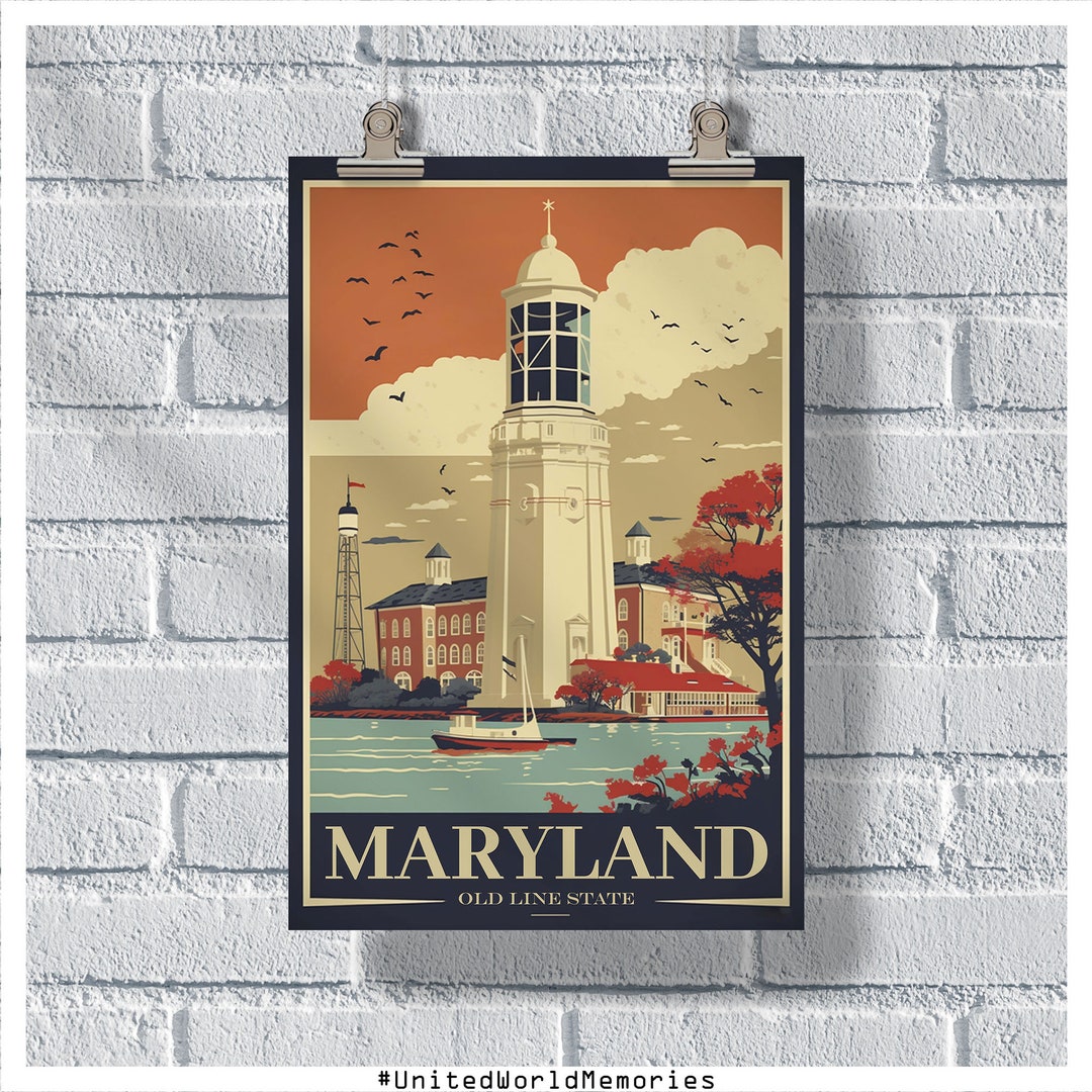 Maryland Travel Poster, Old Line State Poster, Maryland Vintage Poster ...