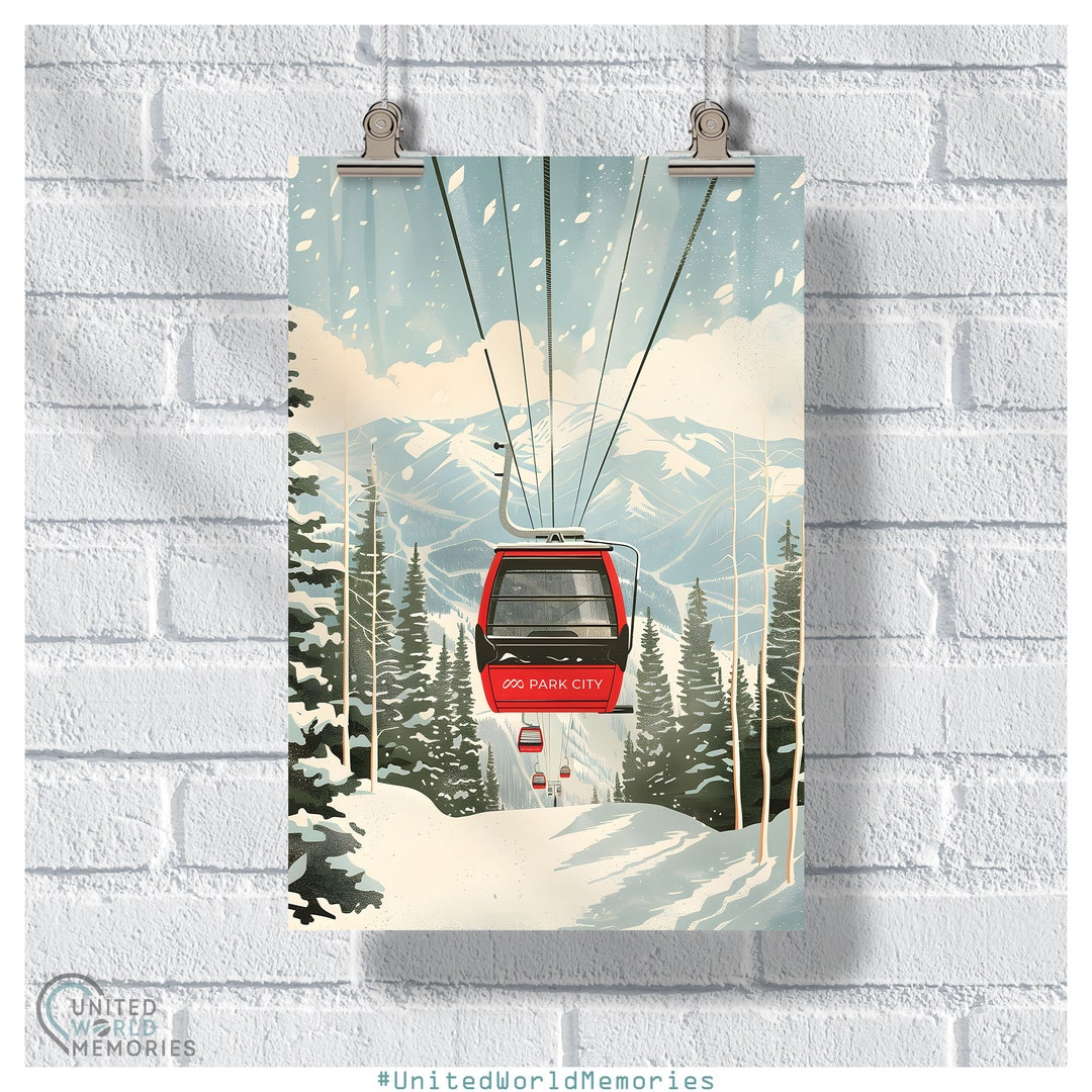 Park City Ski Lift Poster, Ski Resort Utah Print, Snowboarding Wall Art ...