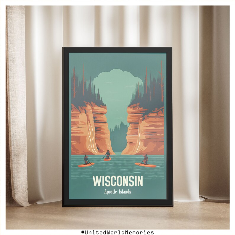 Wisconsin Travel Poster Apostle Islands Poster Wisconsin - Etsy