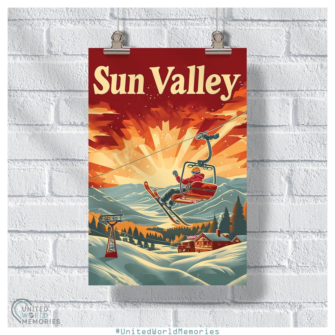 Sun Valley Resort Vintage Ski Adventure Poster, Ski Resort Idaho Print ...