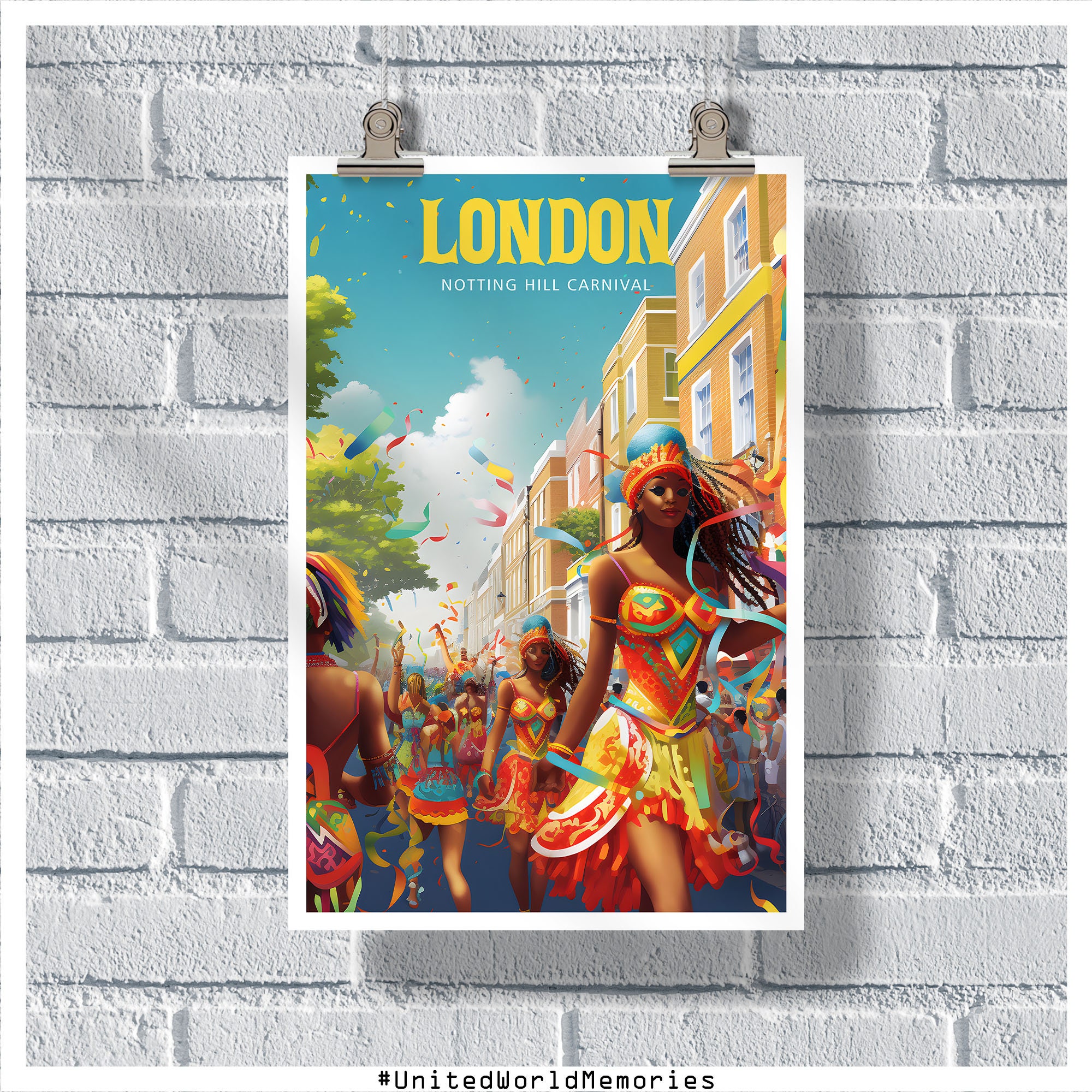 London Notting Hill Carnival Poster, London Travel Poster, England ...