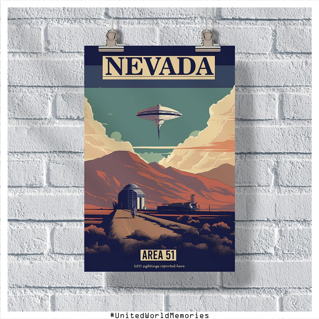 Nevada Travel Poster, Area 51 Poster, Nevada Vintage Poster, Wall Decor ...