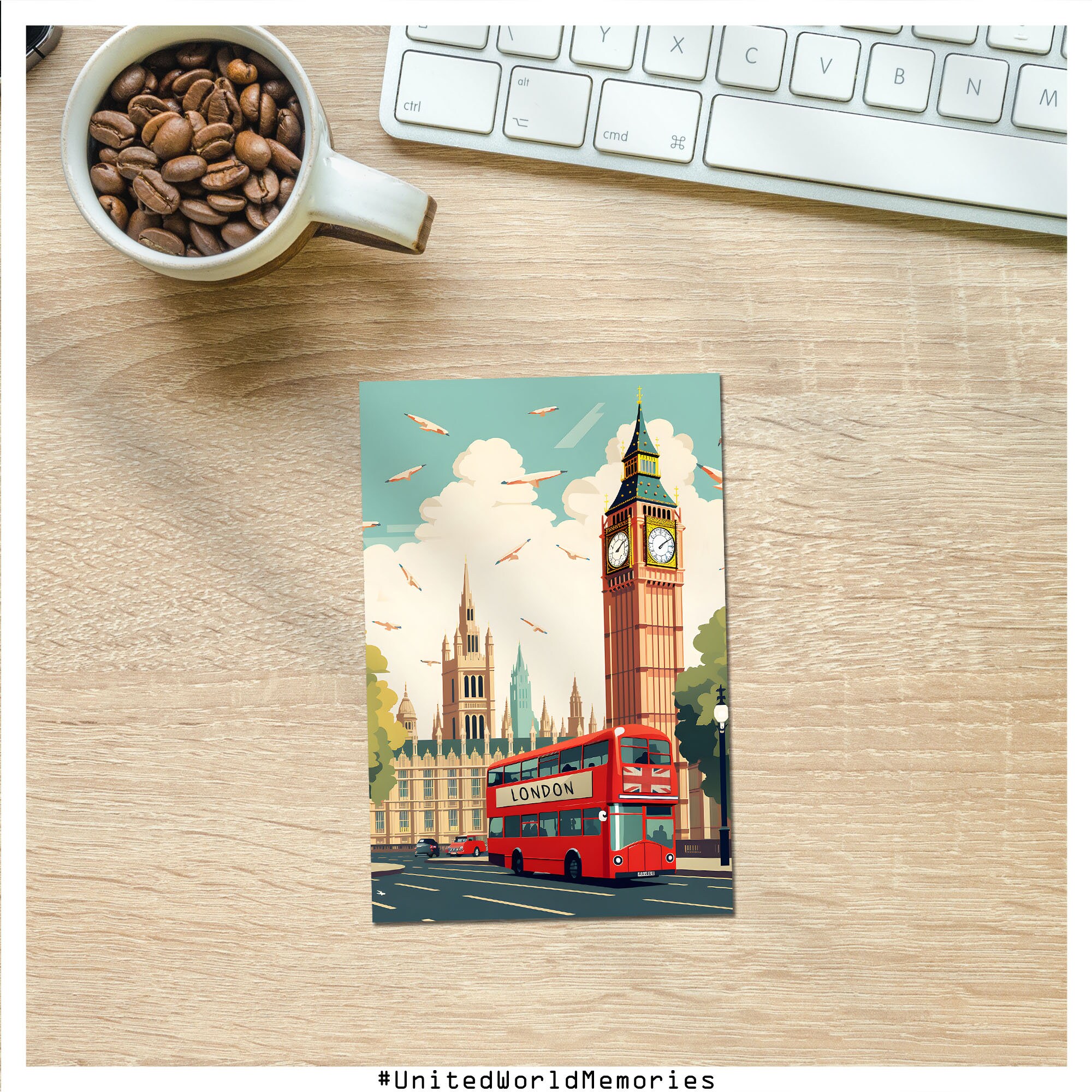 London Big Ben and Bus Poster London Travel Poster England - Etsy