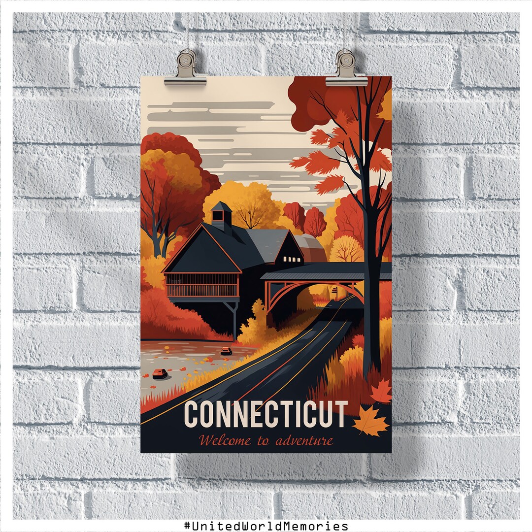 Connecticut Travel Poster, Constitution State Poster, Connecticut ...