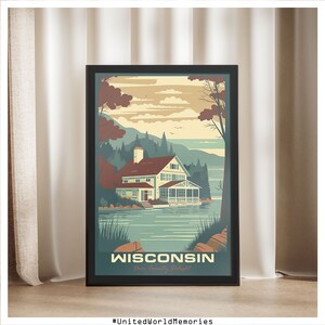 Wisconsin Travel Poster, Door County Delight Poster, Wisconsin Vintage ...