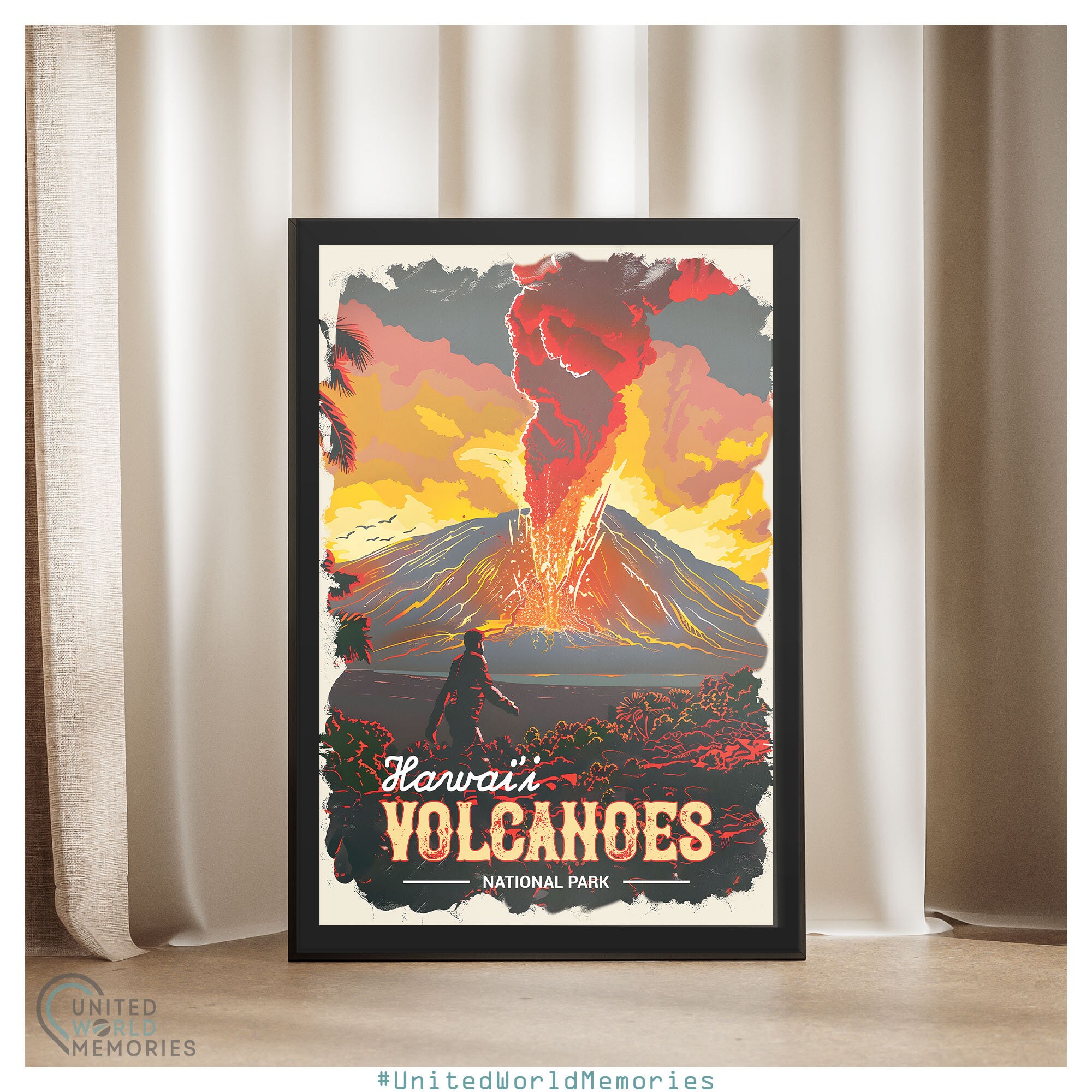 Hawaiʻi Volcanoes National Park Erupting Majesty Poster, Hawaiʻi Volcanoes Prints, National ...