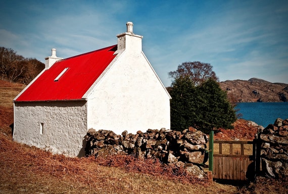 Red Roof House at Fearnmore/colour Photography Print/scottish - Etsy