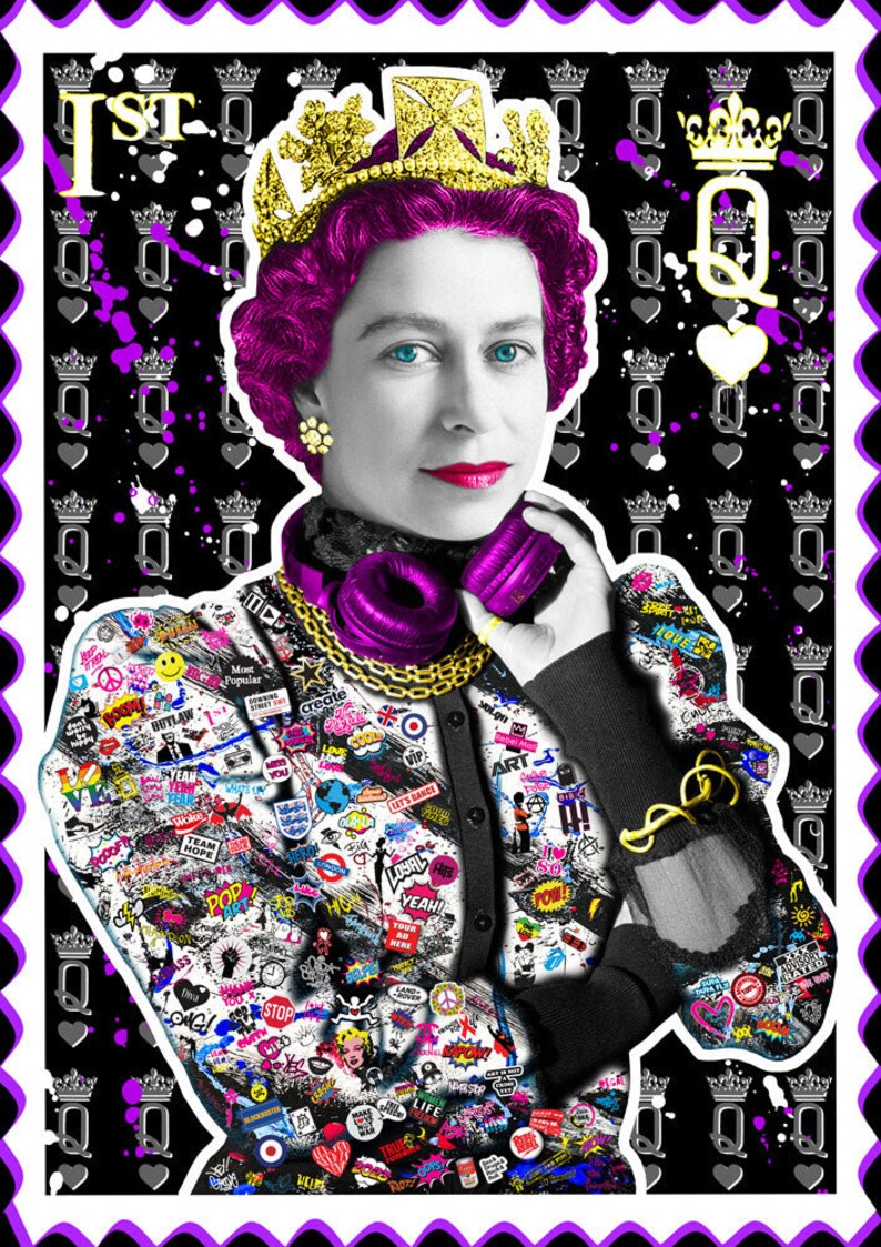 Queen Elizabeth II stamp Print - Etsy