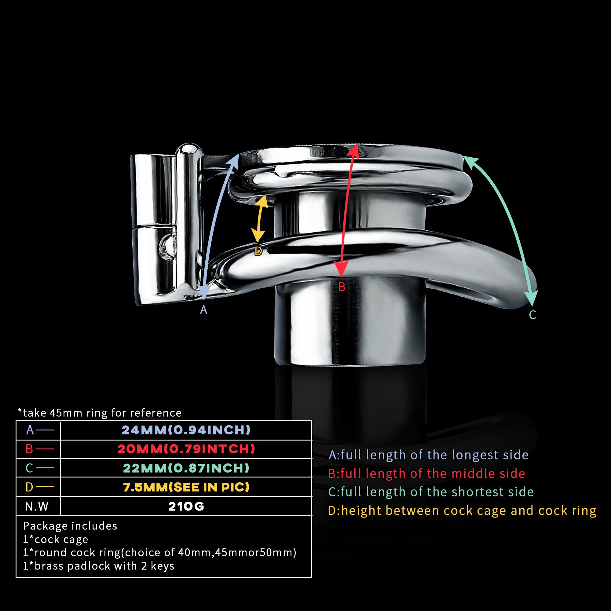 Hardcore Inverted Male Chastity Cage With Allen Key Cock Lock ...