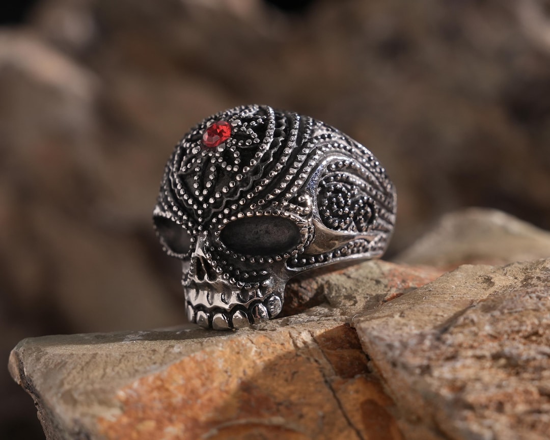 Mexican Skull Ring Handcrafted Motorcycle Rider Jewelry Design With ...
