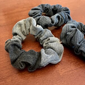 Denim Scrunchies Upcycled From Jeans / Refashioned Jeans / Repurposed ...