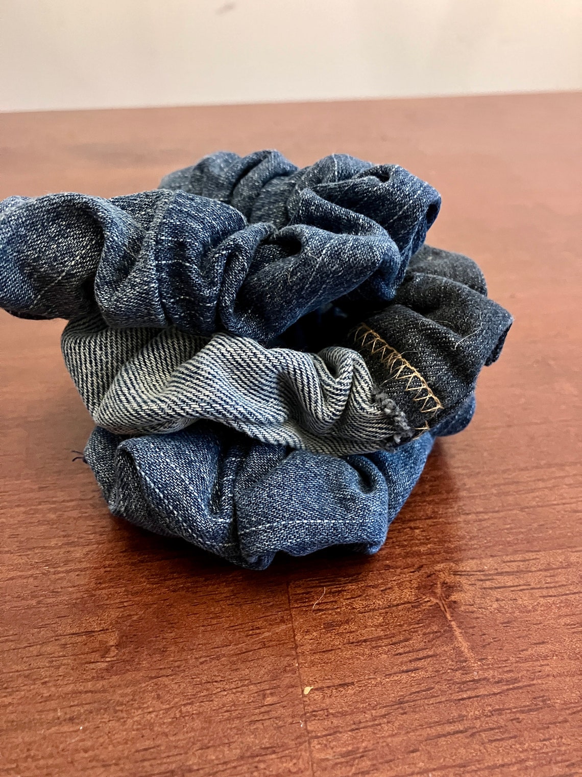 Denim Scrunchies Upcycled From Jeans / Refashioned Jeans / Repurposed ...