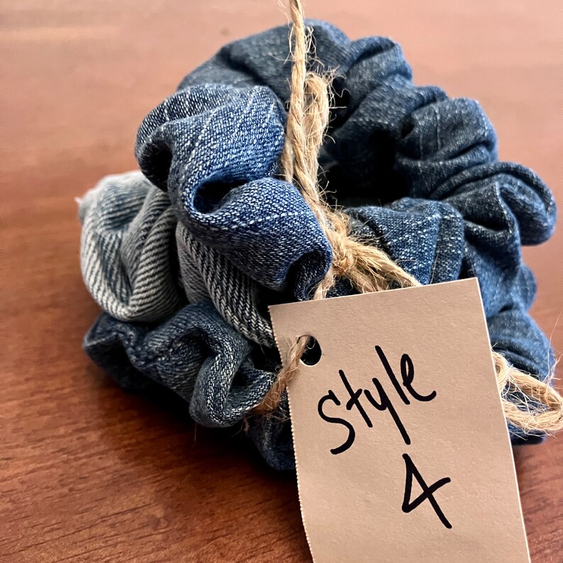 Denim Scrunchies Upcycled From Jeans / Refashioned Jeans / Repurposed ...