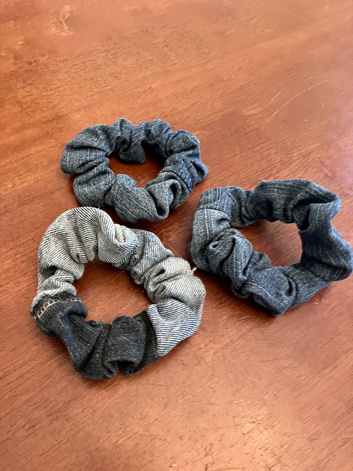 Denim Scrunchies Upcycled From Jeans / Refashioned Jeans / Repurposed ...