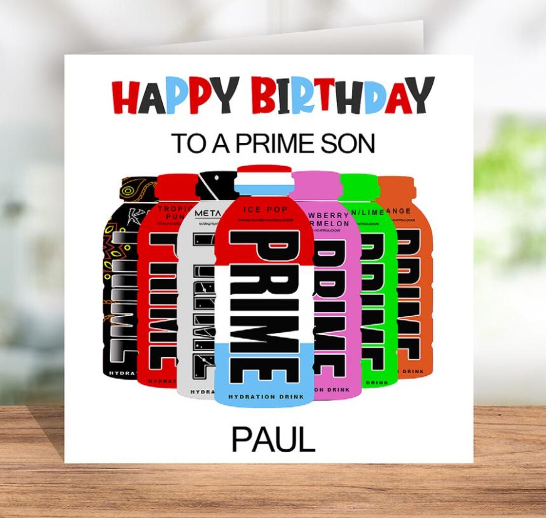 Personalized Prime Hydration Birthday Card - Etsy