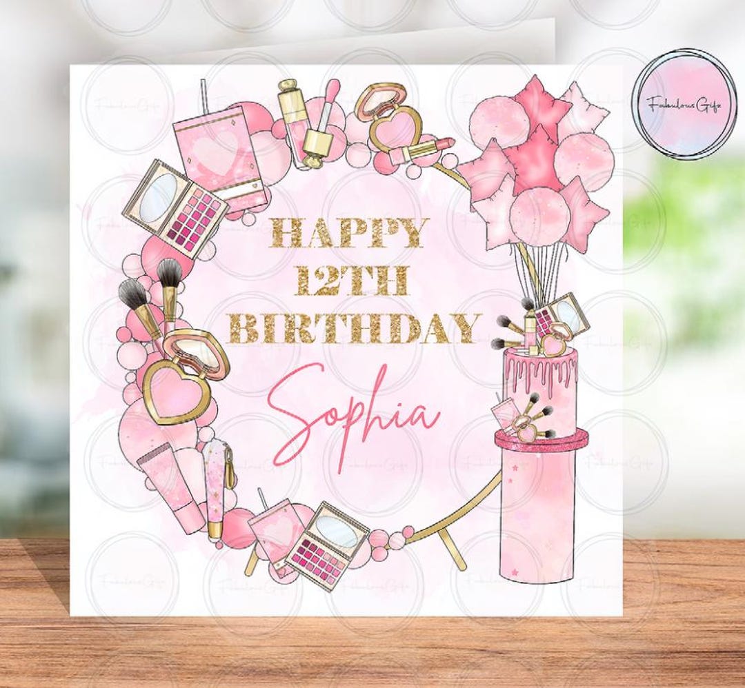 Personalised Makeup Girl Birthday Card, Beauty, Tween, Teenager ...