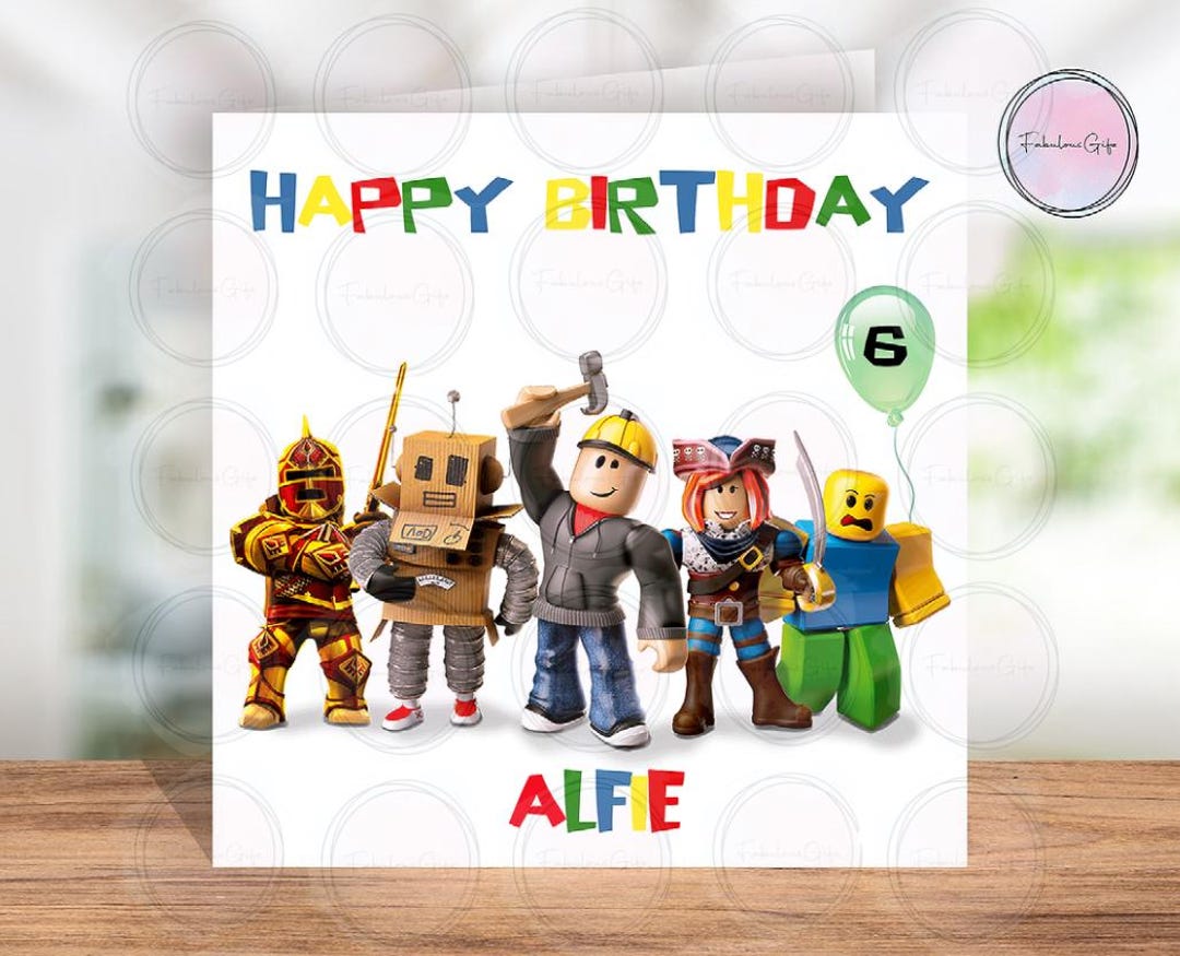 Personalised Birthday Card, Roblox Birthday Card, Age Birthday Card ...