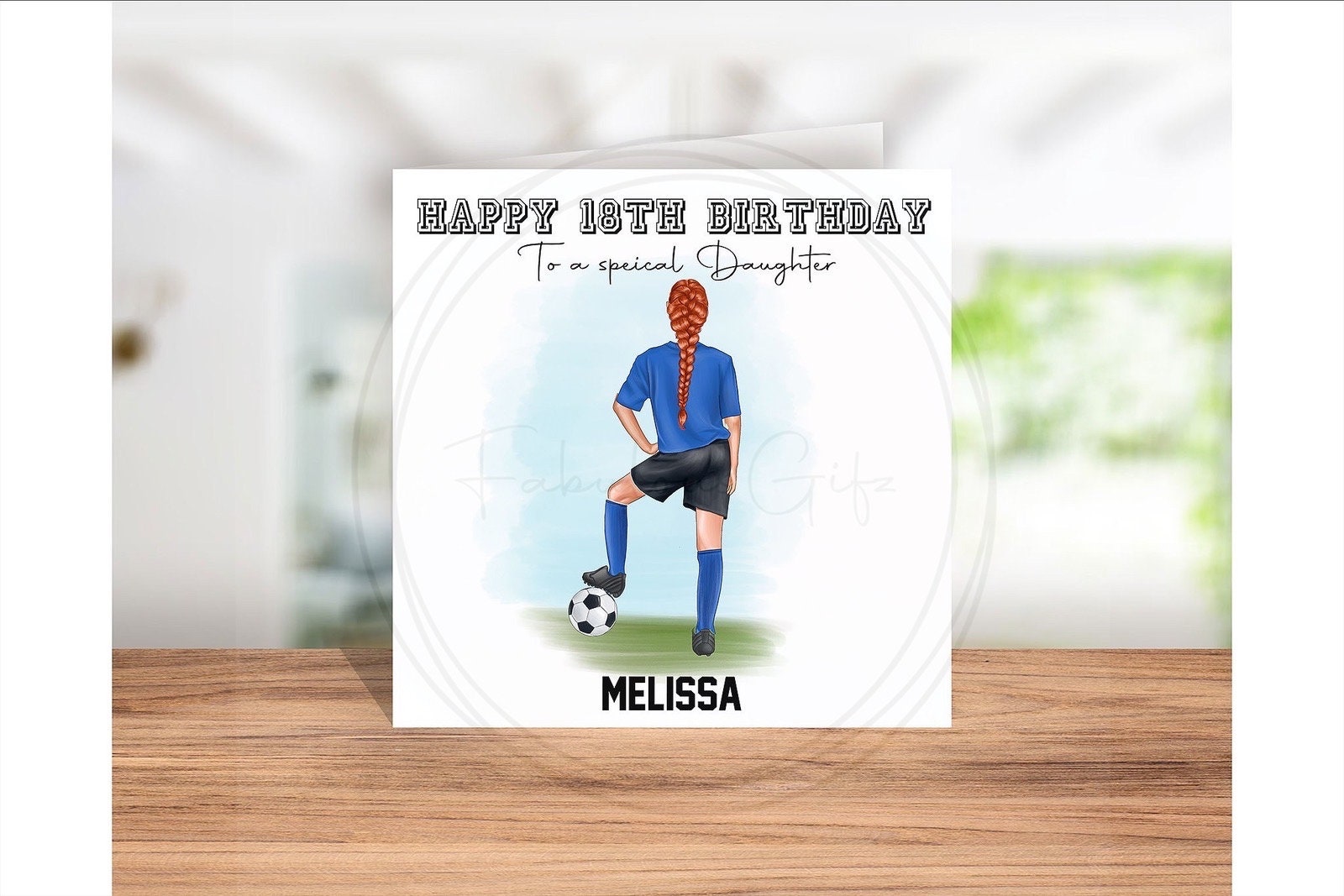 Girl Footballer Birthday Card, Personalised Football Girl Card, Ladies ...