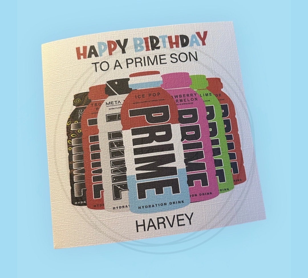 Personalised Prime Birthday Card, Prime Bottles, Personalised, Prime ...