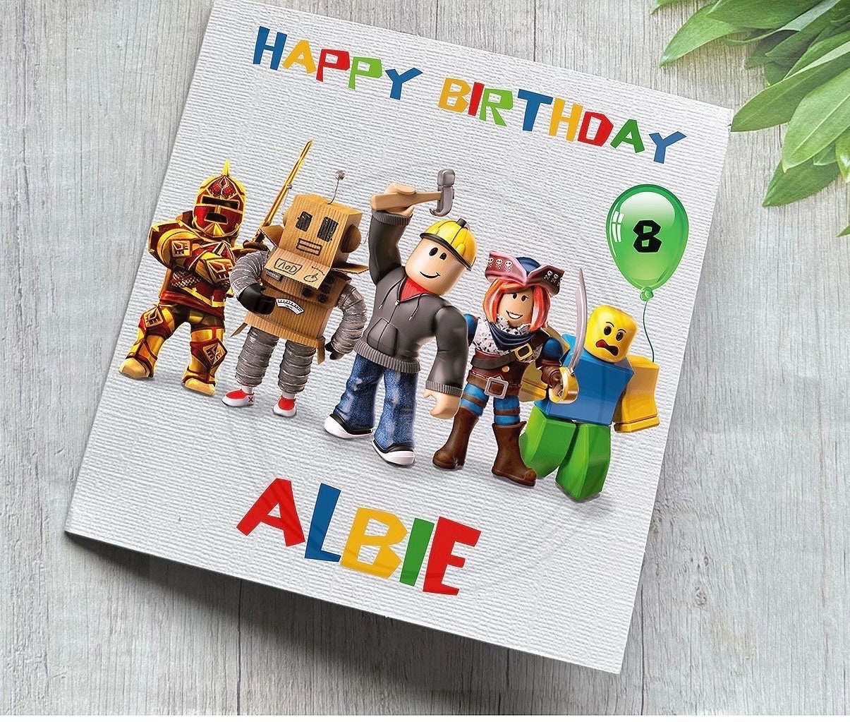 Personalised Birthday Card, Roblox Birthday Card, Age Birthday Card ...