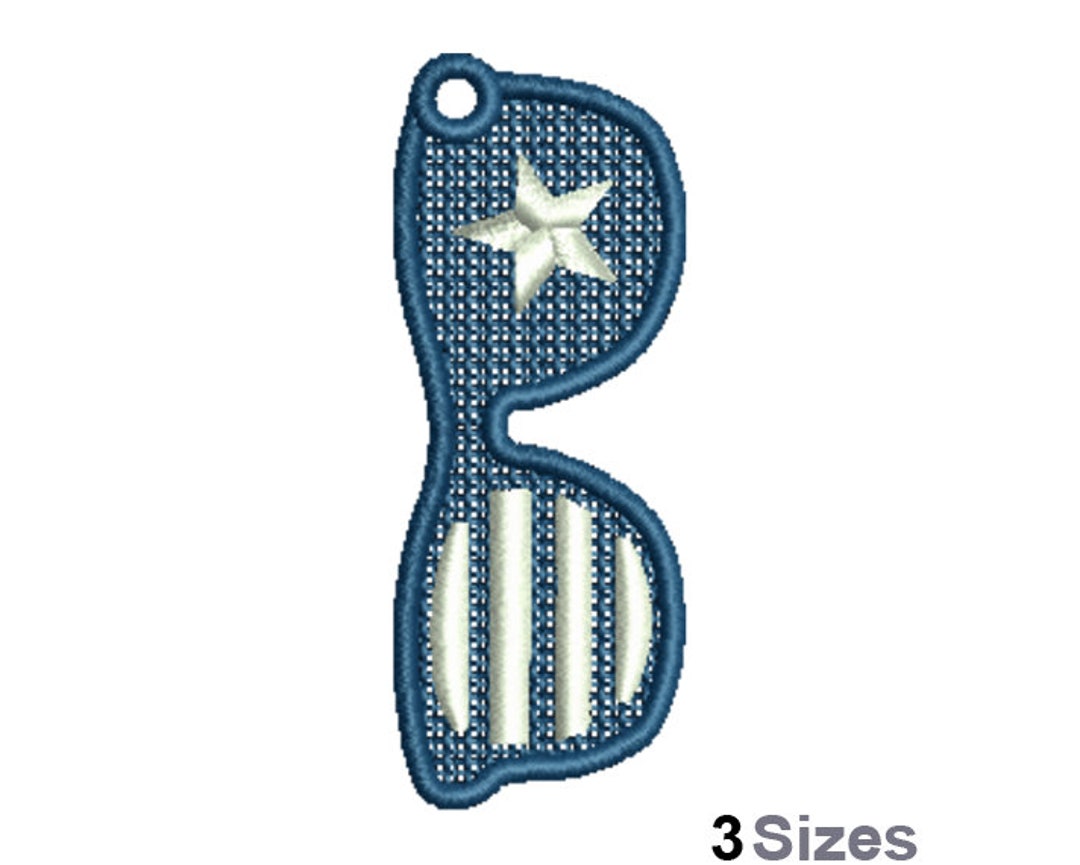 FSL Patriotic Glasses Machine Embroidery Design - 3 Sizes, Freestanding ...