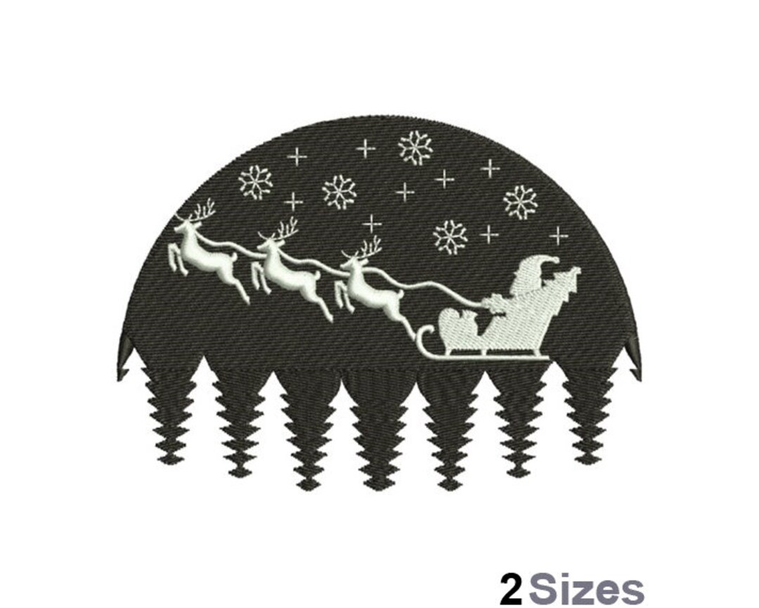 Flying Santa - Machine Embroidery Design - 2 Sizes, Christmas Reindeer ...