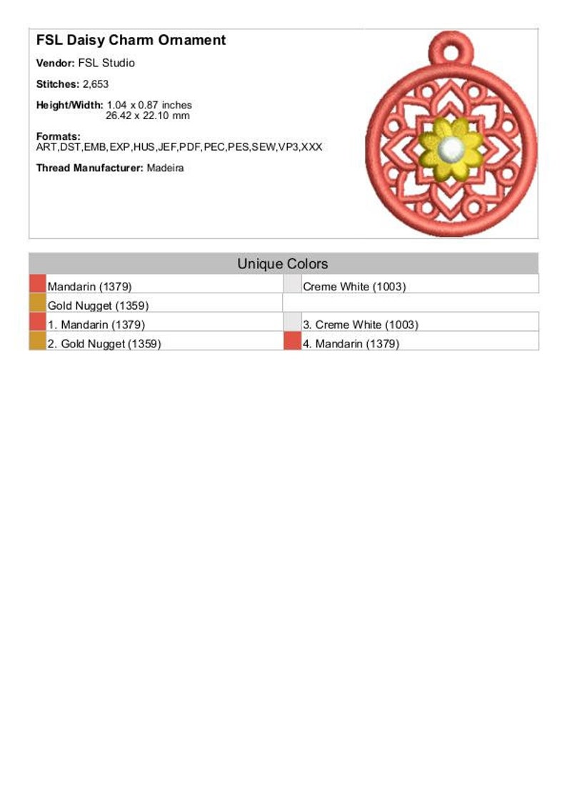 FSL Daisy Mandala Machine Embroidery Design - 3 Sizes, Freestanding ...