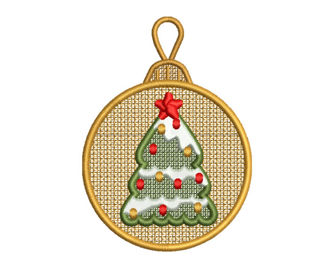 FSL Christmas Tree Ornament Machine Embroidery Design 4 Sizes ...
