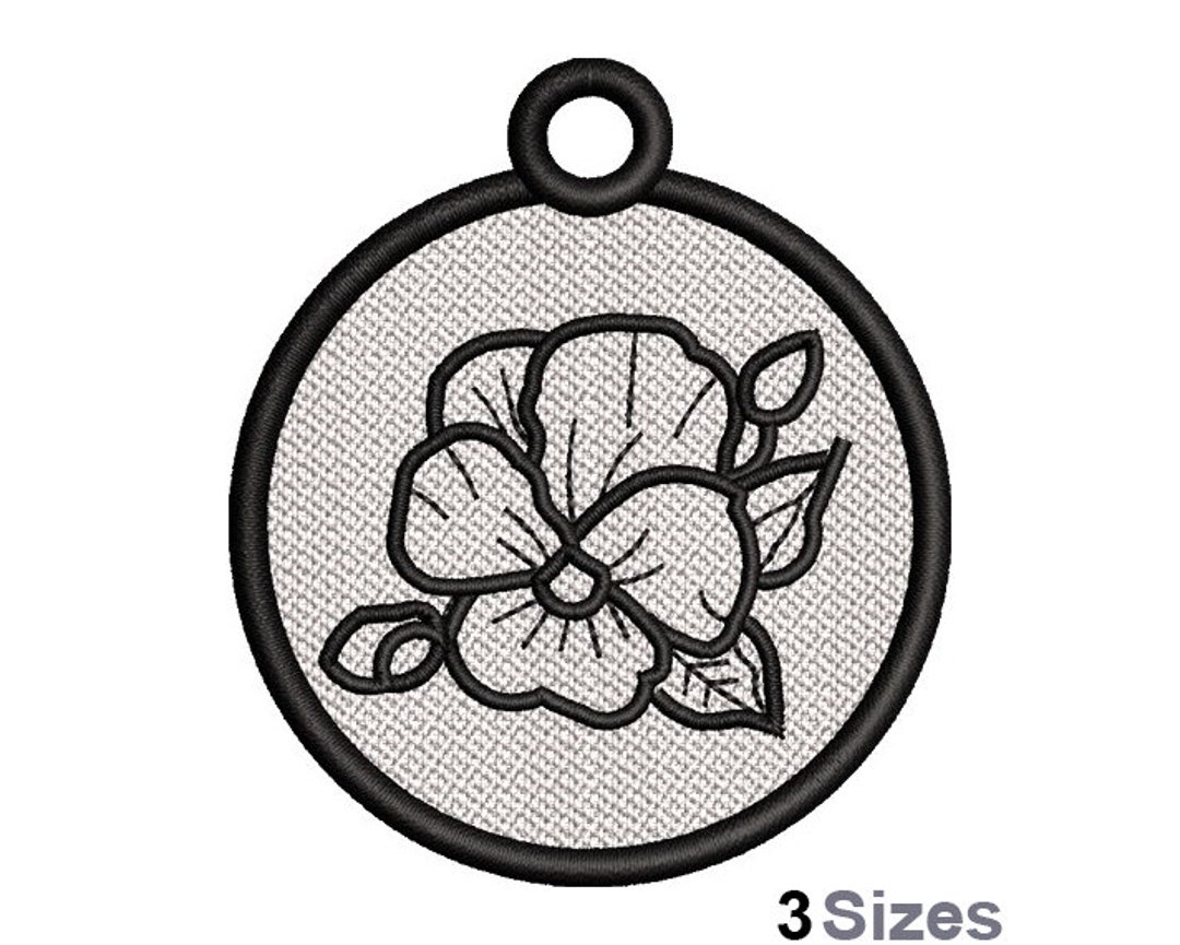 FSL Pansy Floral Outline Machine Embroidery Design 3 Sizes ...