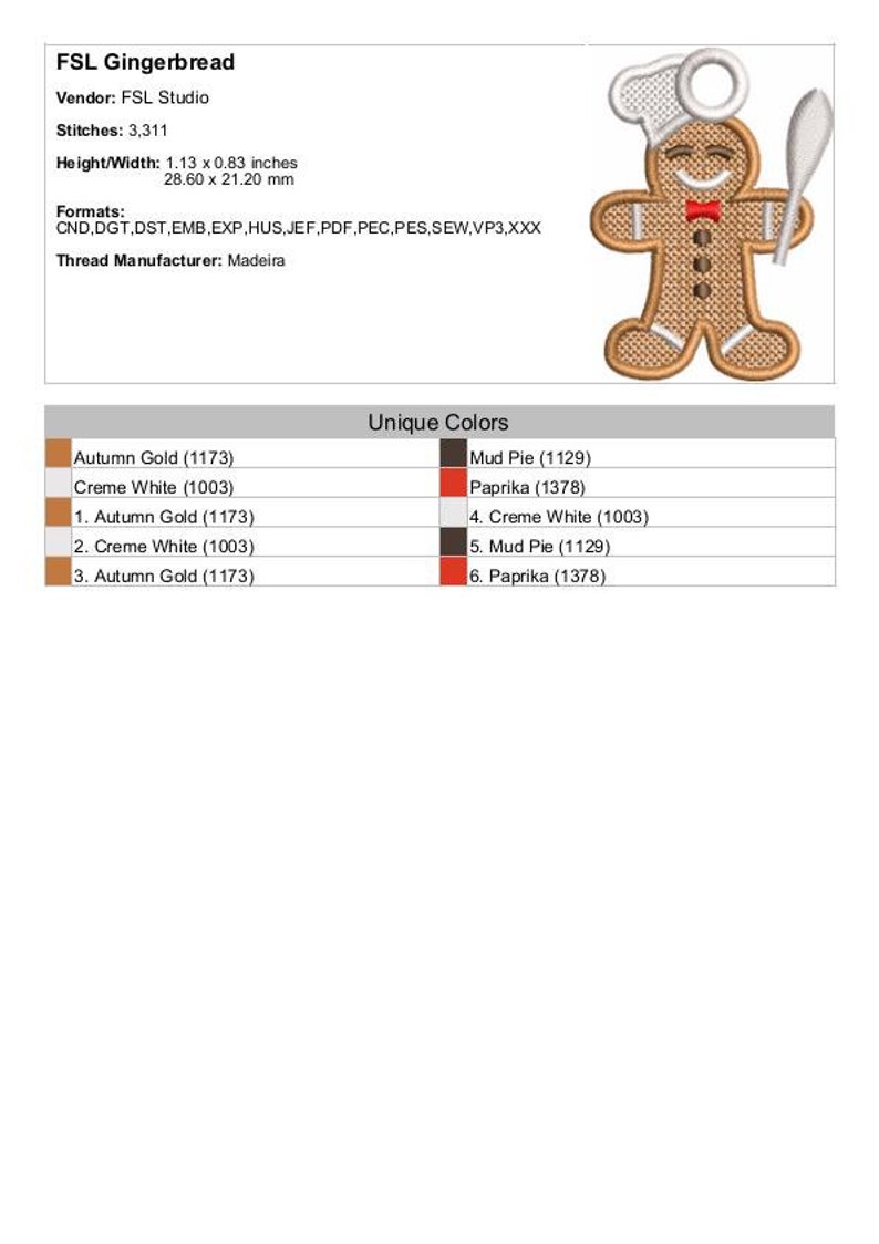 FSL Gingerbread Chef Man Machine Embroidery Design - 3 Sizes ...