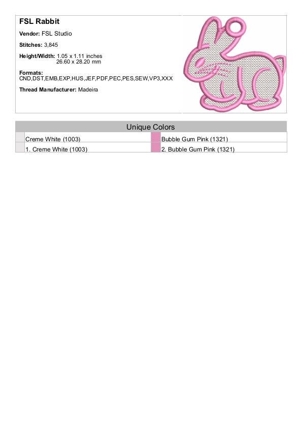 FSL Rabbit Machine Embroidery Design - 3 Sizes, Freestanding Lace ...
