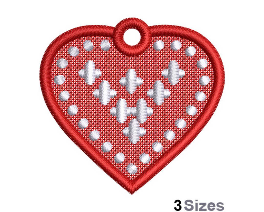 FSL Heart Machine Embroidery Design 3 Sizes, Freestanding Lace Earring ...