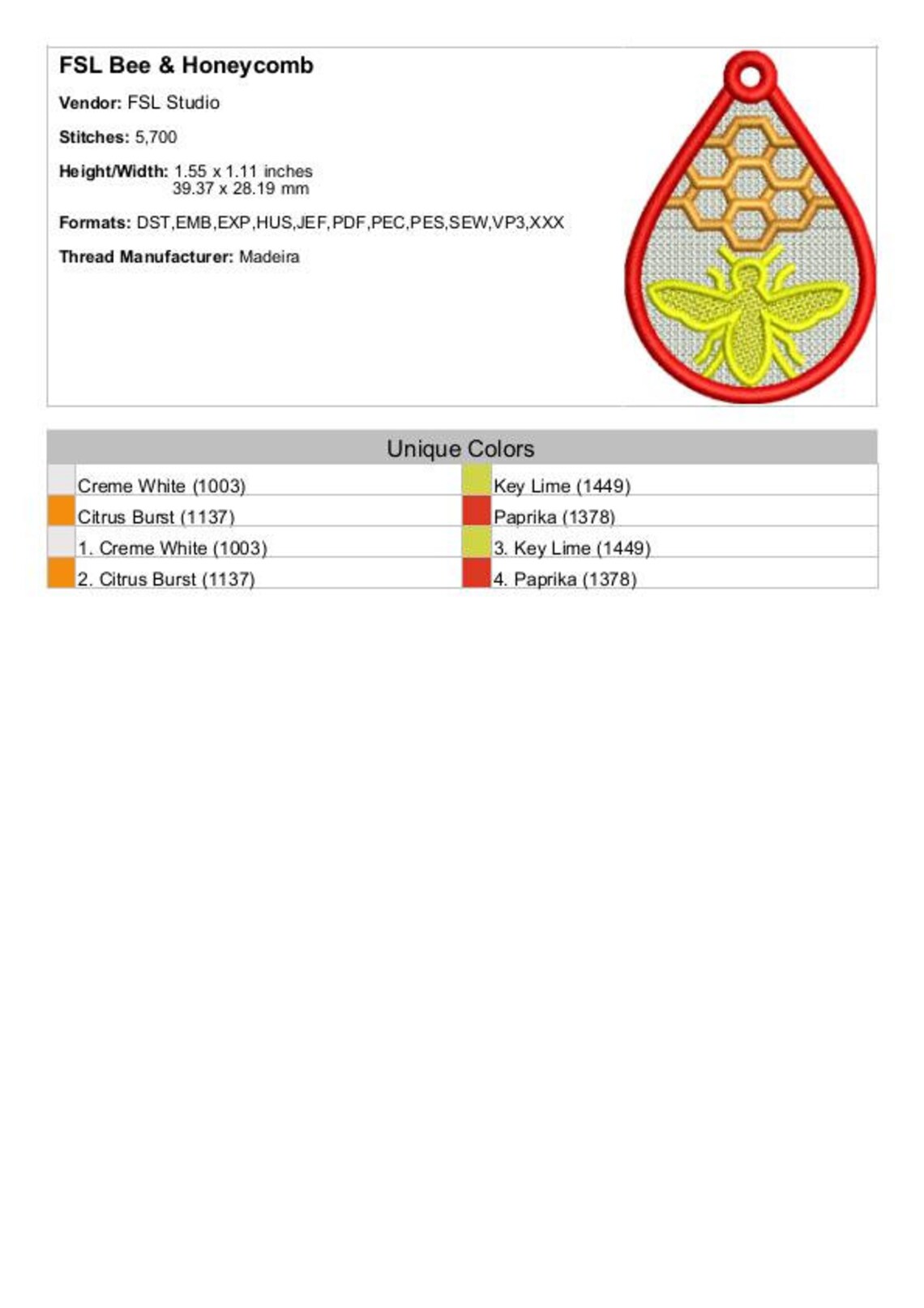 FSL Bee & Honeycomb Machine Embroidery Design 3 Sizes | Etsy