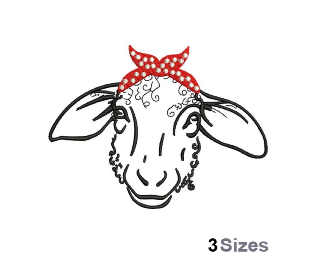 Sheep With Bandana - Machine Embroidery Design - 3 Sizes, Sheep Head ...