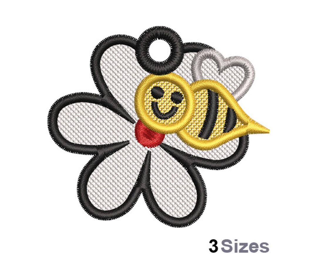 FSL Daisy & Bee Machine Embroidery Design - 3 Sizes, Freestanding Lace ...