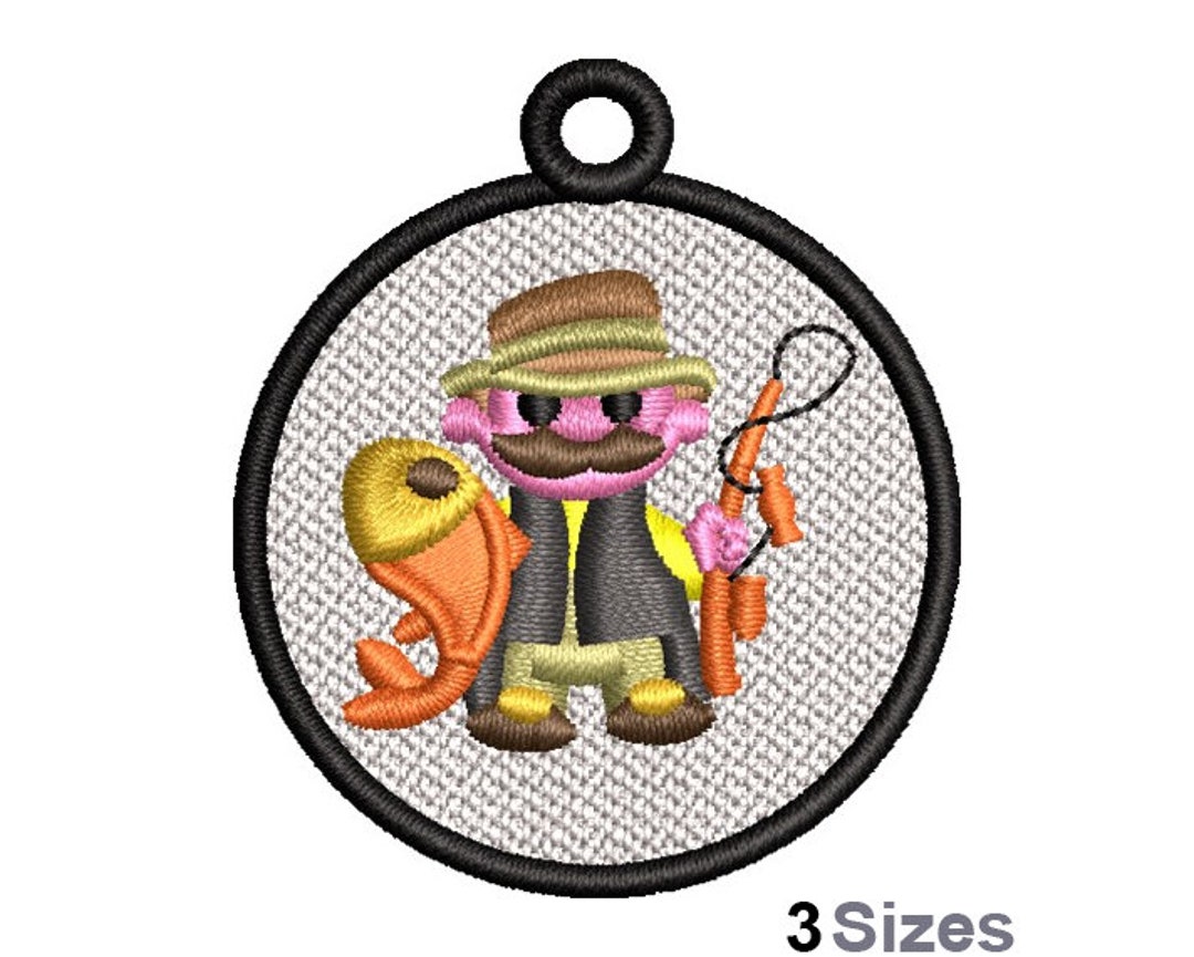 FSL Angler With Fish Machine Embroidery Design 3 Sizes, Freestanding ...
