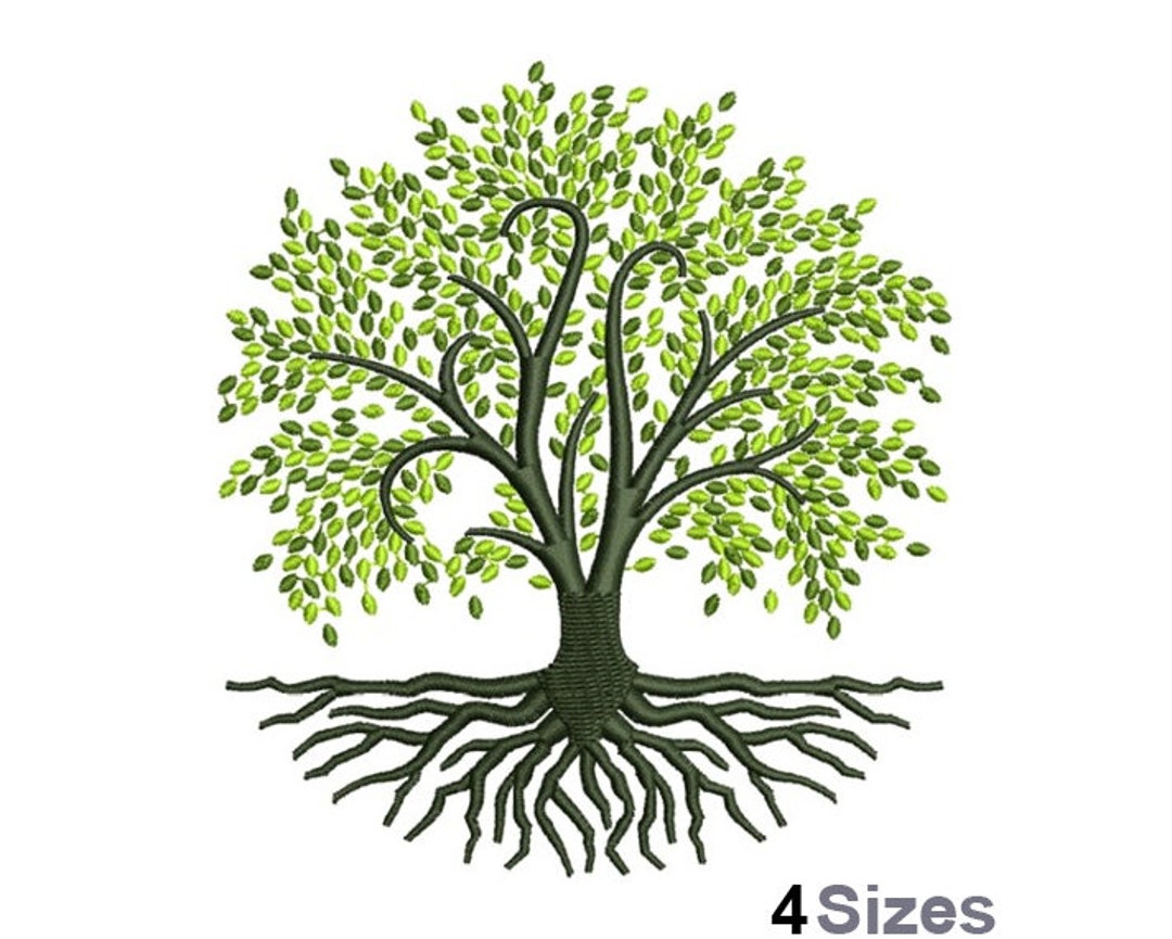 Tree - Machine Embroidery Design - 4 Sizes, Green Tree Leaves ...