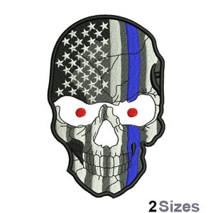 Blue Line Skull - Machine Embroidery Design - 2 Sizes, American Flag ...